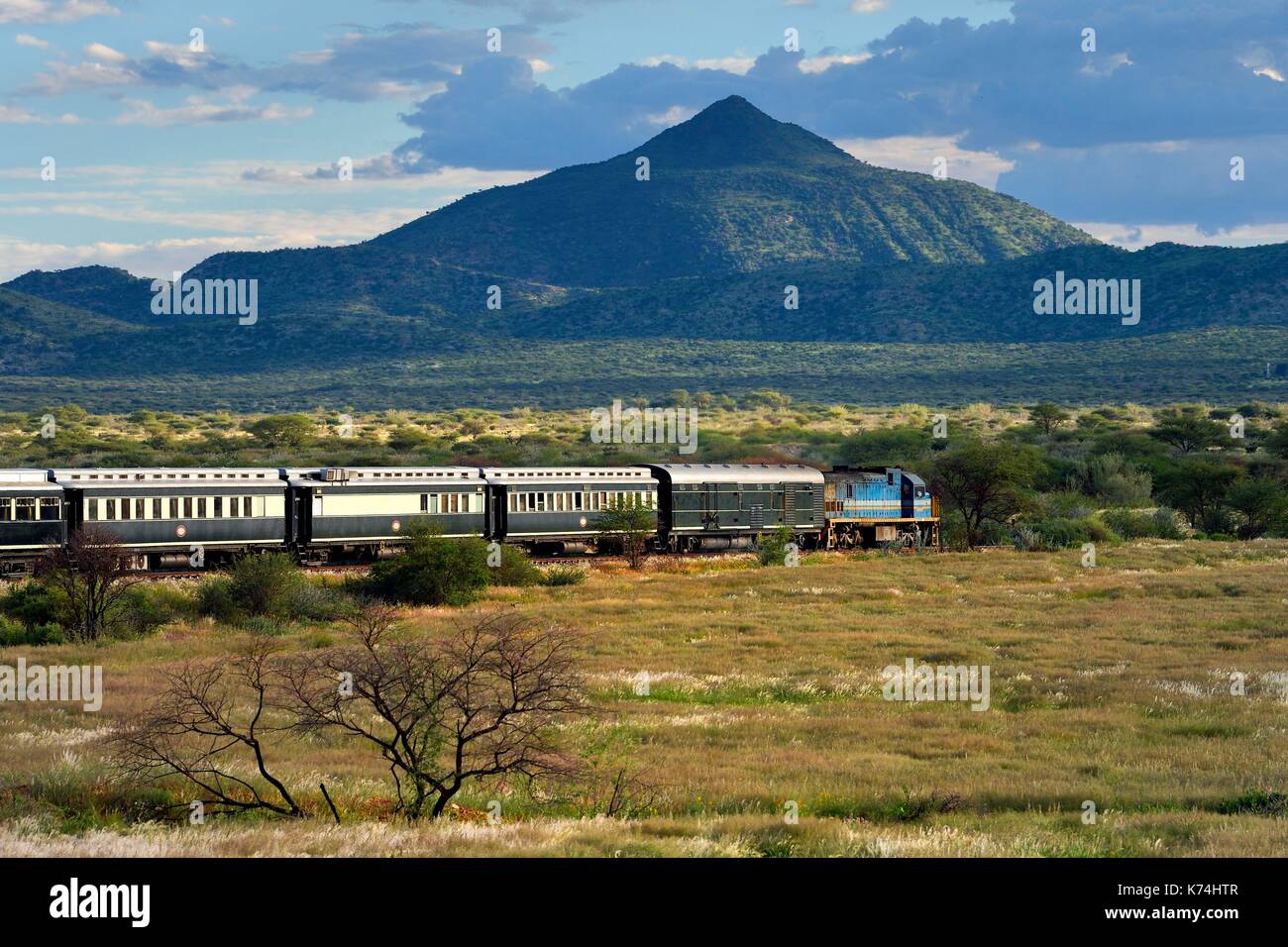 Namibia, Erongo region, the Shongololo express train crossing the ...