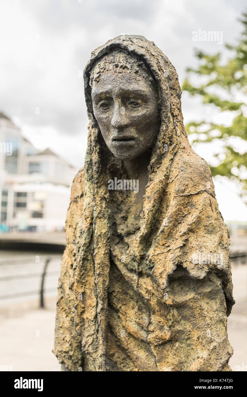 Dublin, Ireland - August 7, 2017: Great Irish Famine bronze statue set ...