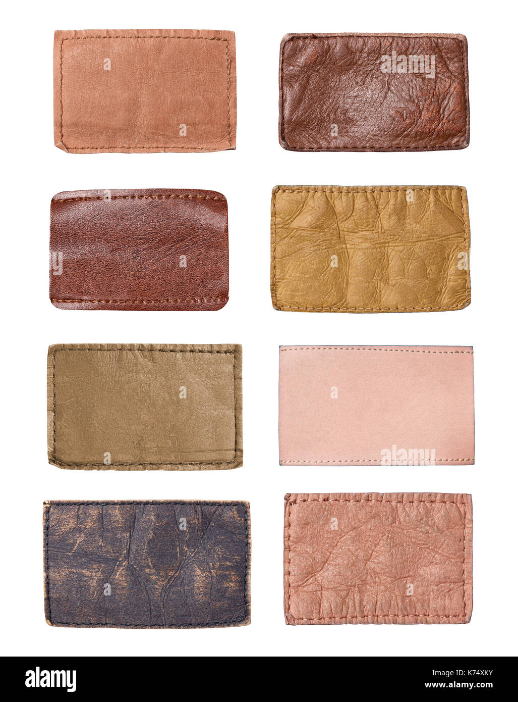 collection of various jeans labels on white background Stock Photo - Alamy