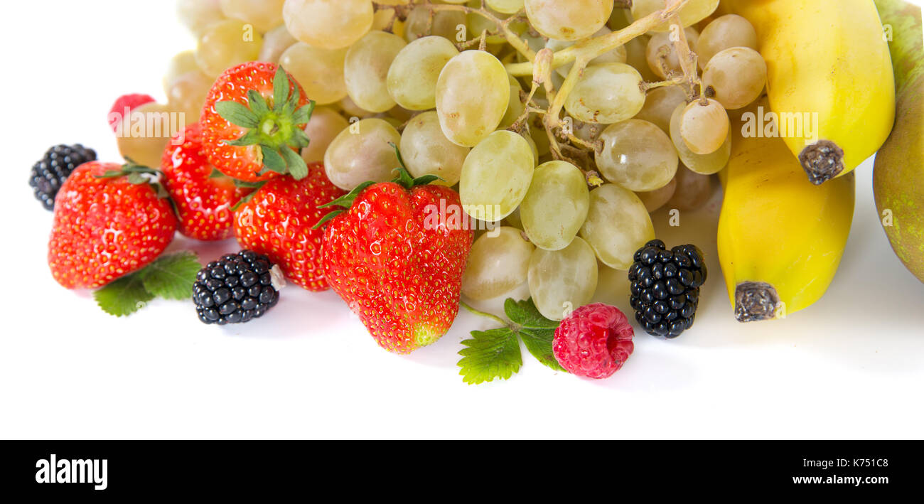 mix of different fruits isolated on white background Stock Photo - Alamy