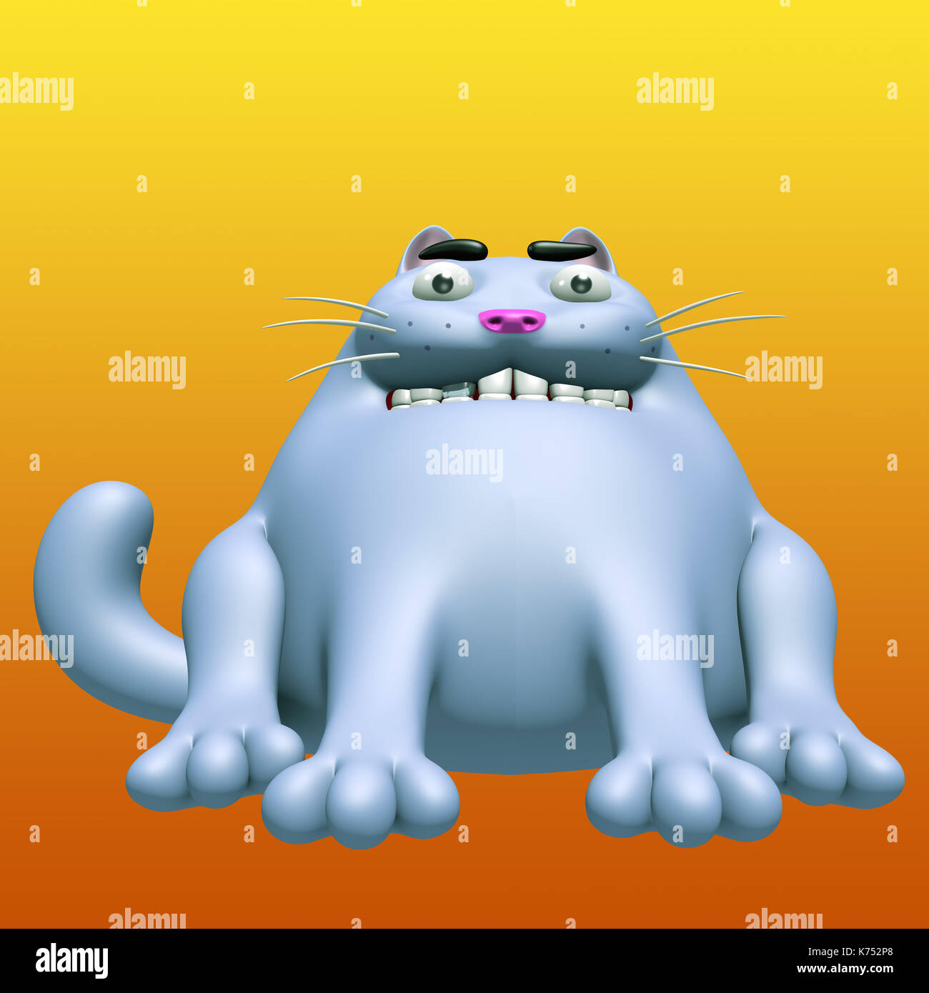 cute fat cat. 3D illustration. Funny cartoon character Stock Photo - Alamy