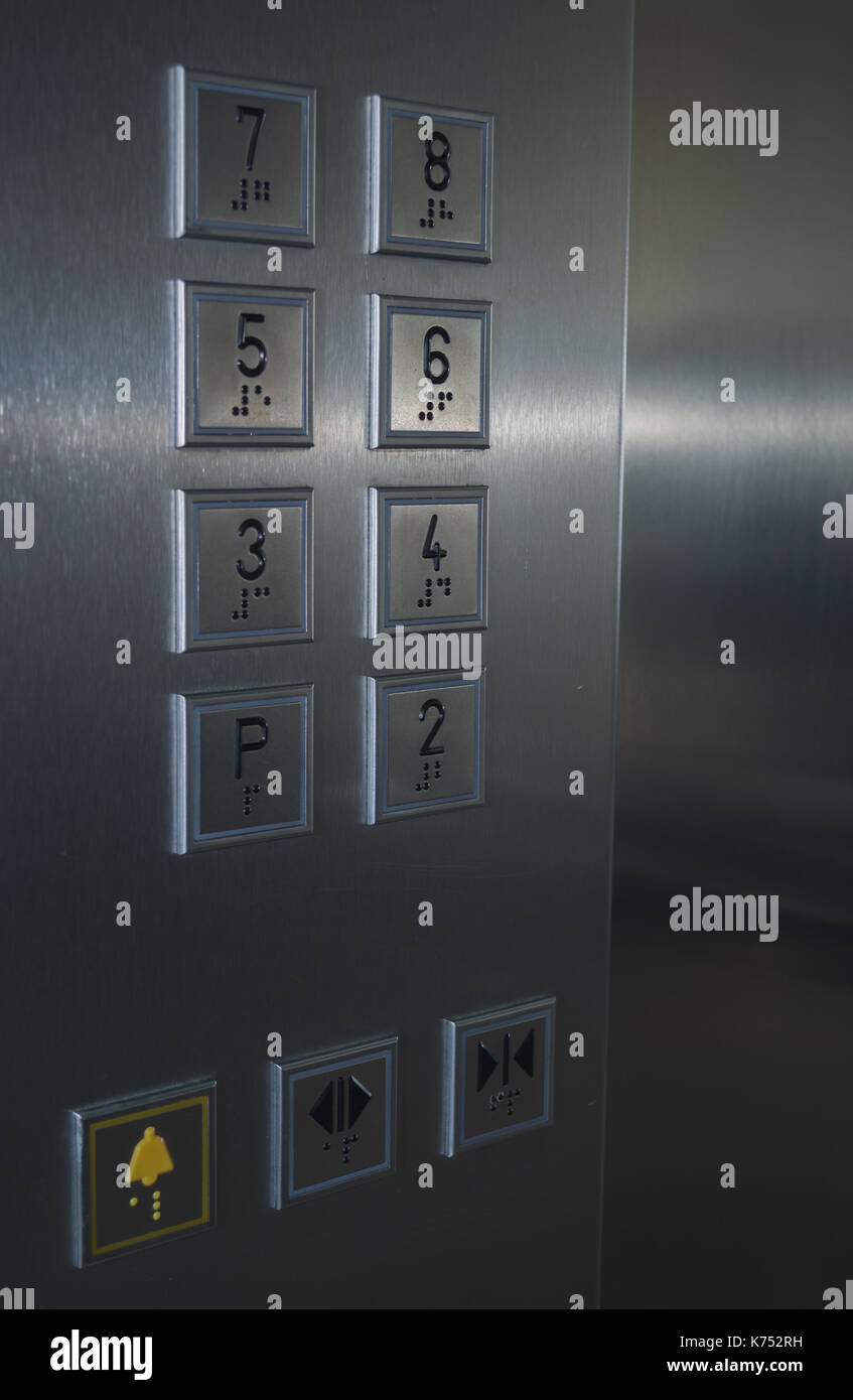 Control panel lift, seven floors Stock Photo - Alamy