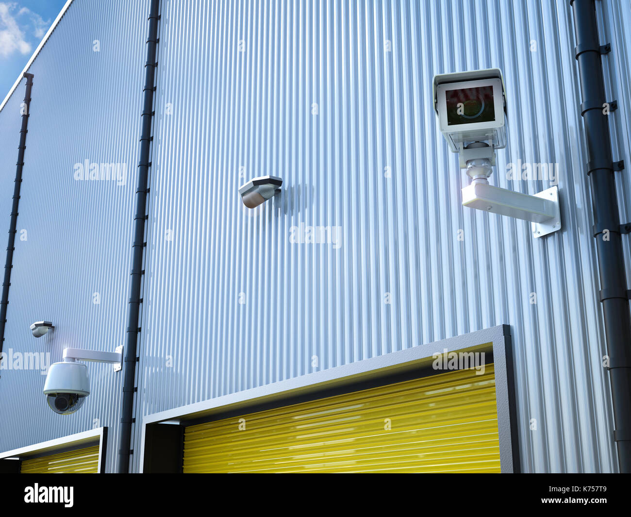 3d rendering security camera or cctv camera in warehouse Stock Photo ...