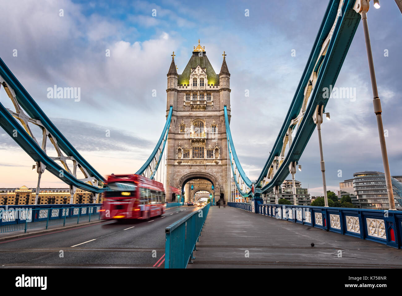 Traffic on Tower Bridge,the landmark of London Stock Photo - Alamy