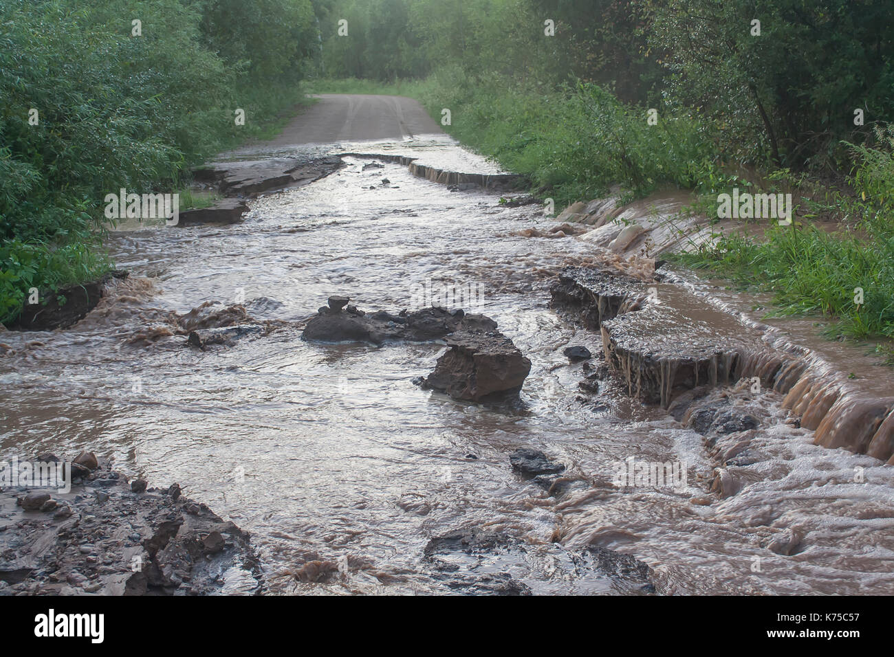 Water flows through a dirt road Stock Photo - Alamy