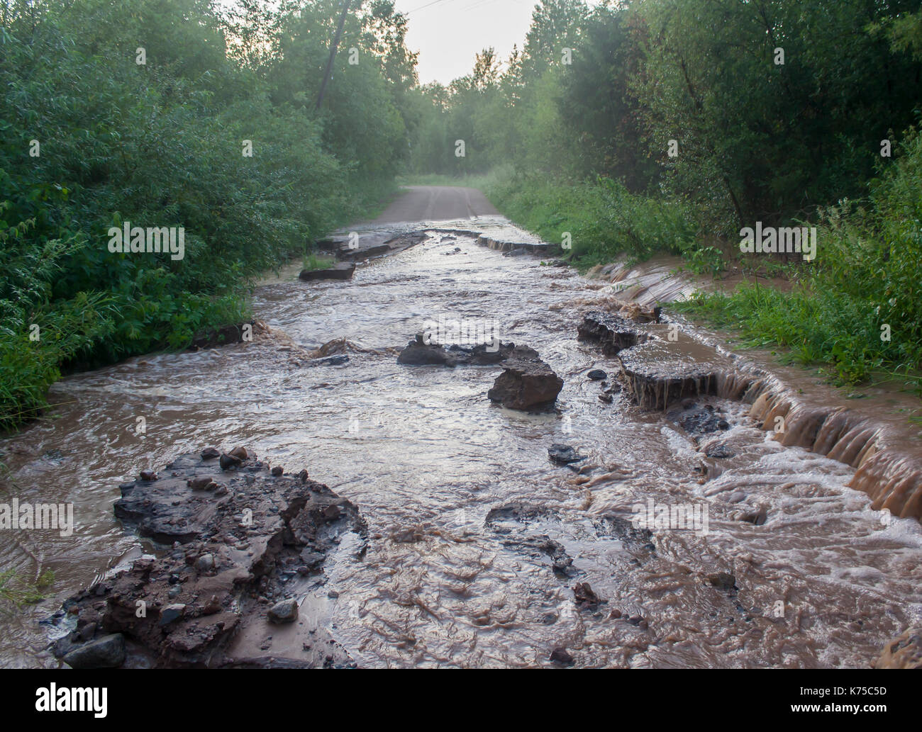 Water flows through a dirt road Stock Photo - Alamy