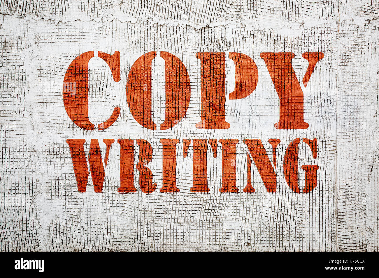 copywriting word - graffiti sign with arrow on stucco wall Stock Photo ...