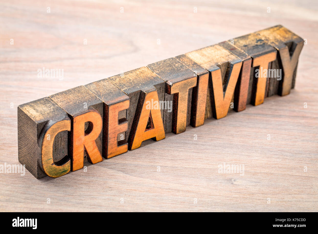creativity - word abstract in vintage wood letterpress printing blocks ...