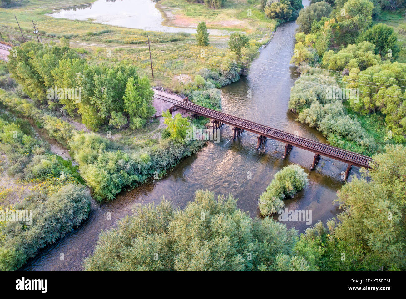 Steel trestle bridge over river hi-res stock photography and images - Alamy