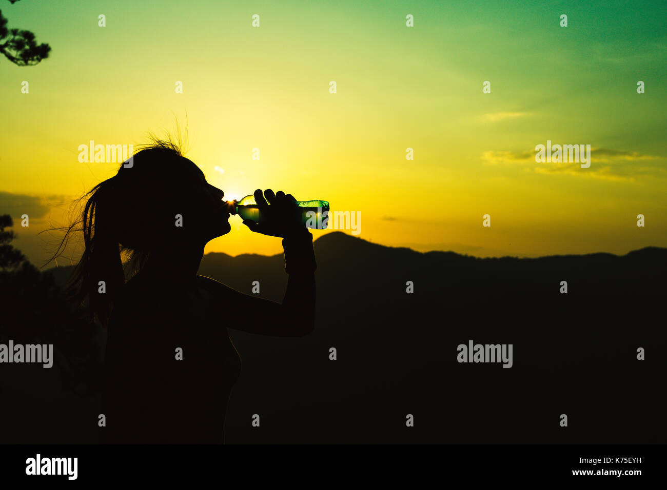 Shadow women drink water Stock Photo - Alamy