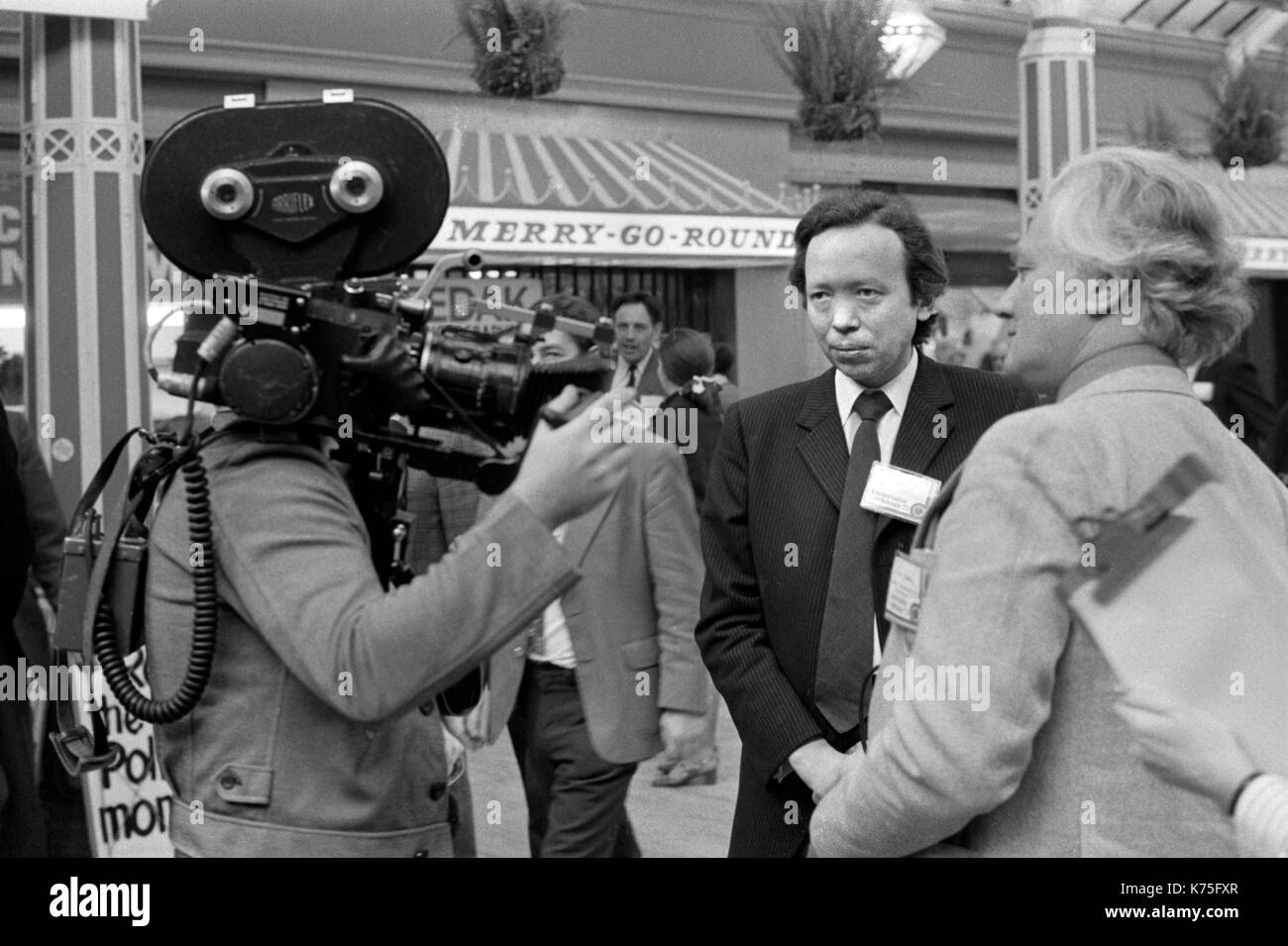 Anthony Howard political journalist being filmed for the BBC at ...