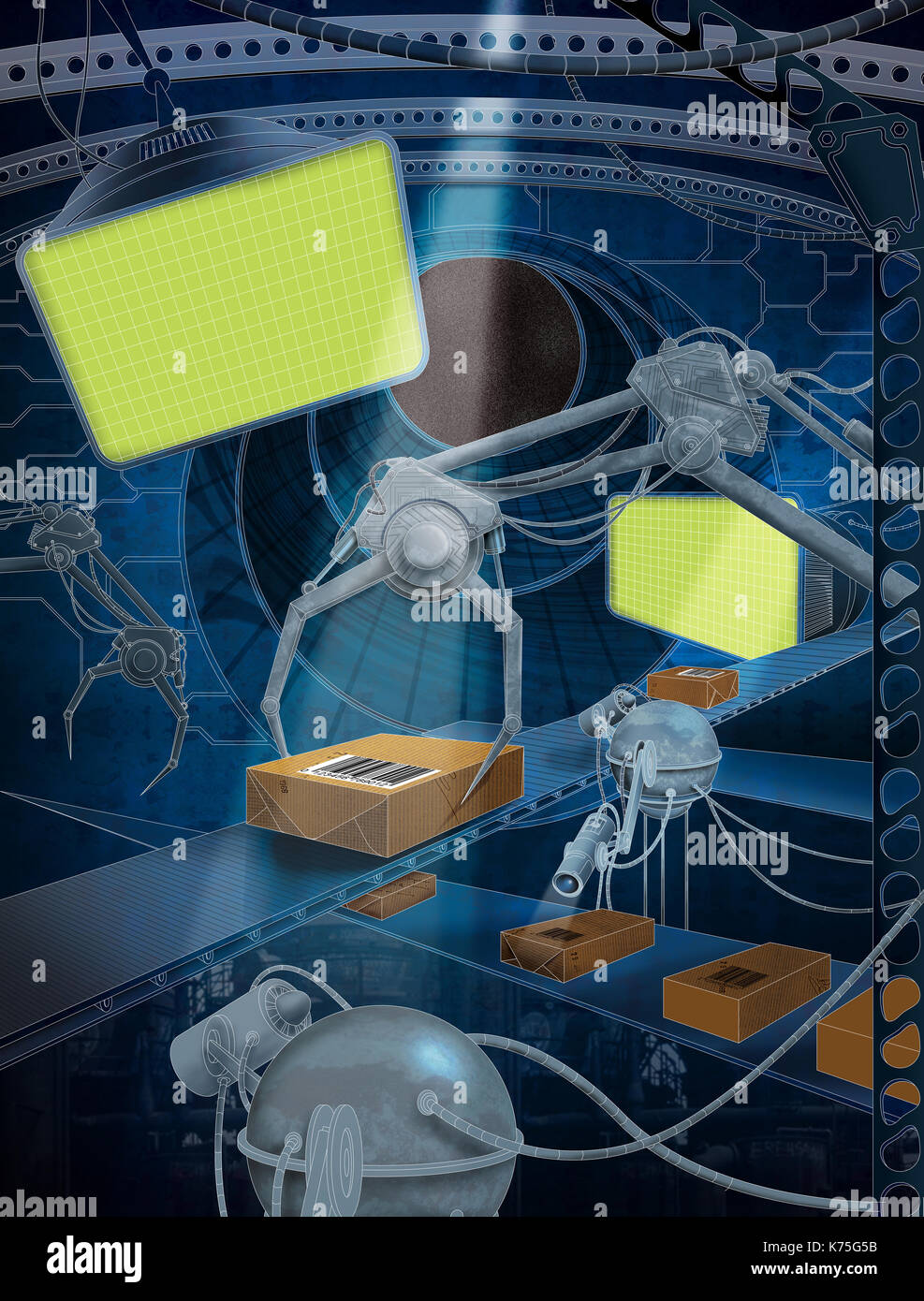 View futuristic tracking shipments mechanism - Fantastic scene Stock ...