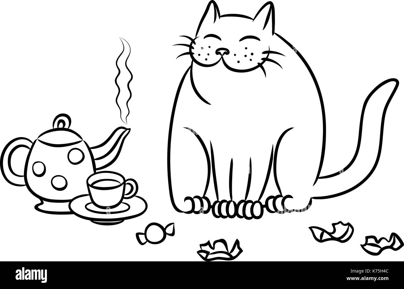 Cat Cartoon Tea Stock Photos & Cat Cartoon Tea Stock Images - Alamy
