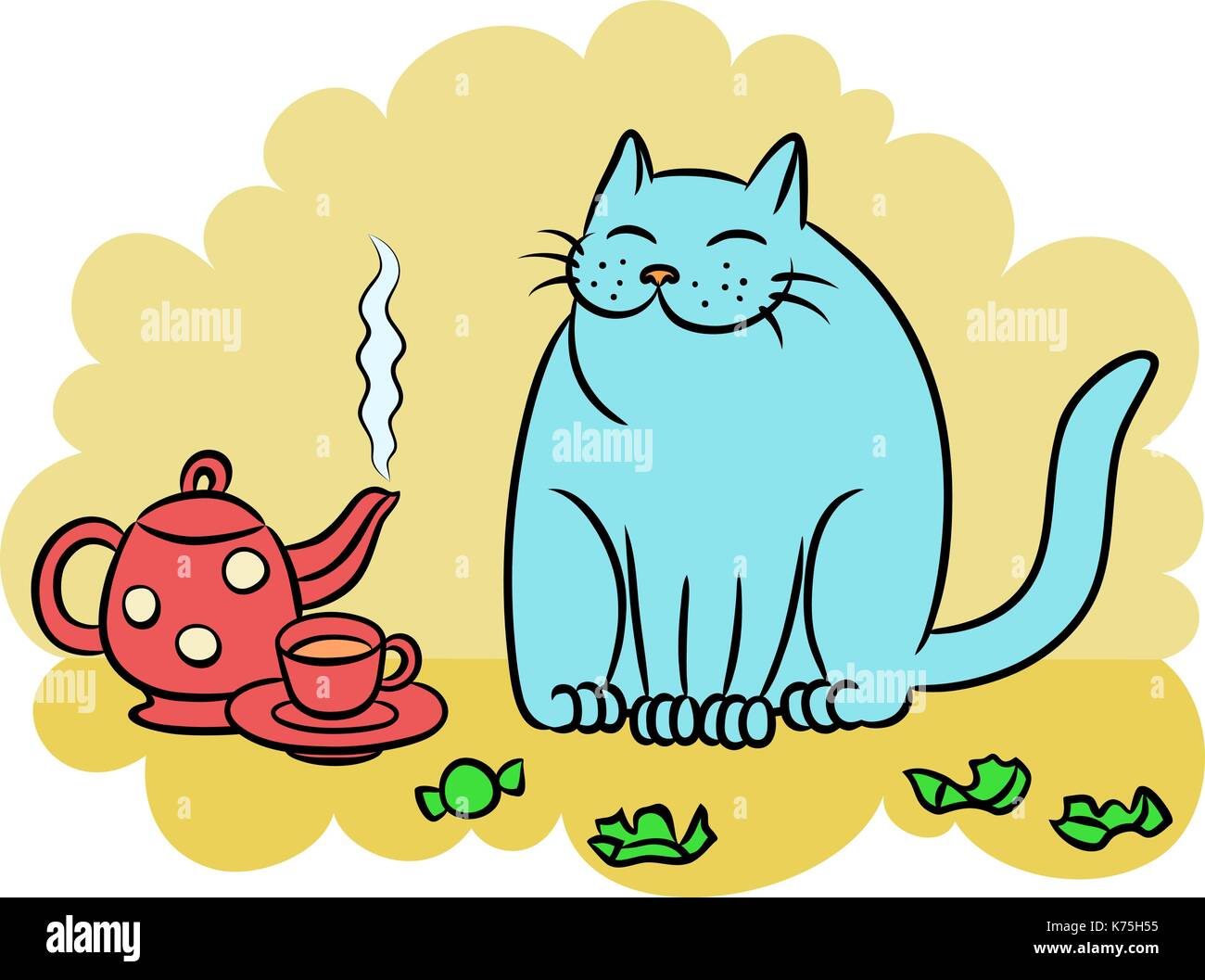 Cat Cartoon Tea Stock Photos & Cat Cartoon Tea Stock Images - Alamy