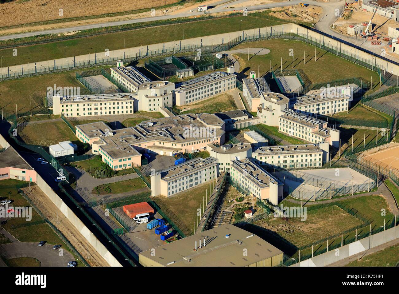 France, Bouches du Rhone, Pays d'Aix, Luynes, prison (aerial view Stock ...