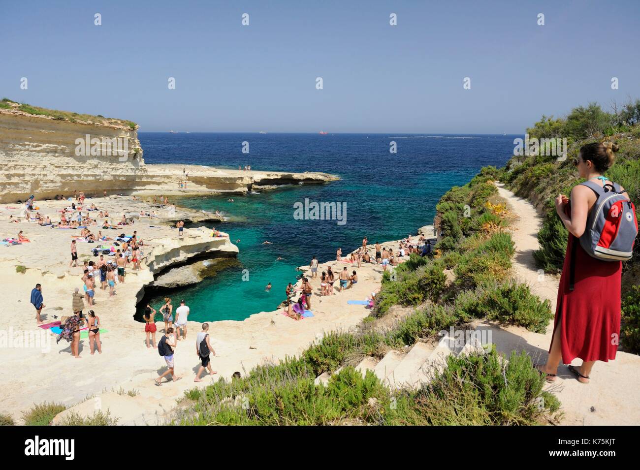 Malta, Marsaxlokk, St Peter's Pool, natural pool where young Maltese ...