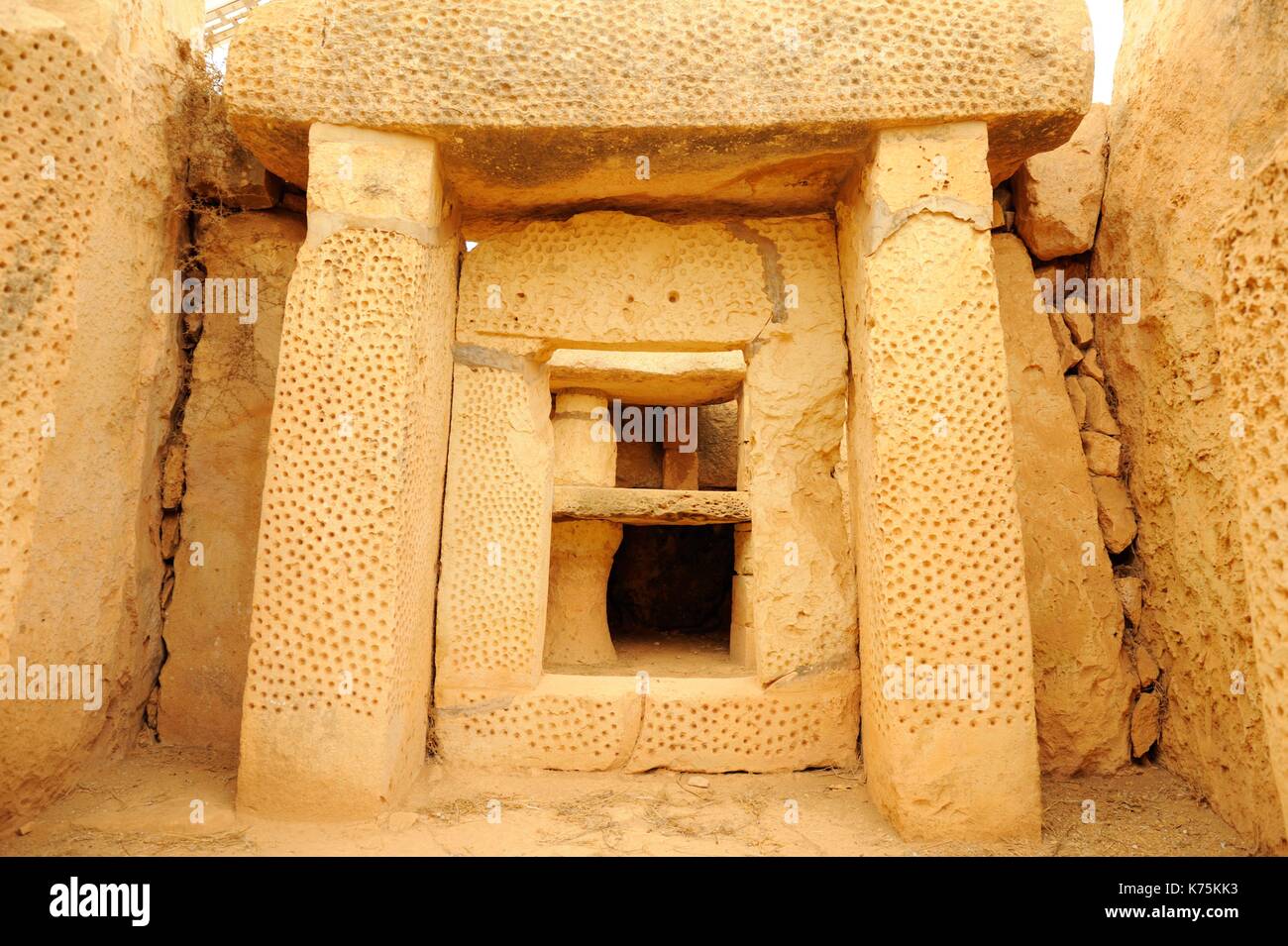 Malta, Qrendi, megalithic temples of Hagar Qim dating from 3600 BC ...