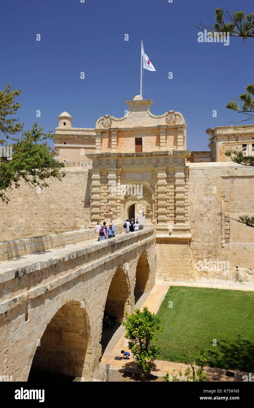 Malta, Mdina former capital, Mdina Gate main entrance of the city ...