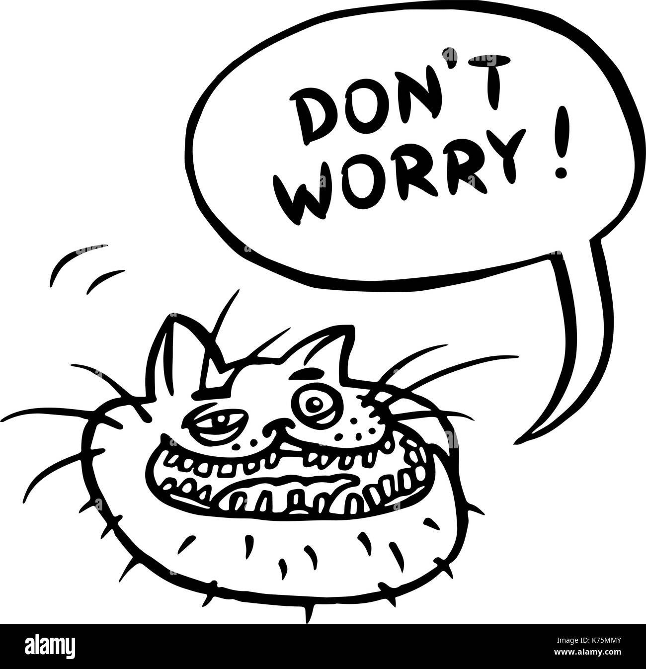 Don't Worry! Cartoon Cat Head. Speech Bubble. Vector Illustration Stock ...