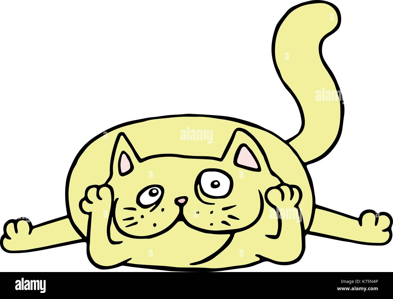 Cute yellow cat in love. Vector illustration. Funny cartoon fur animal ...