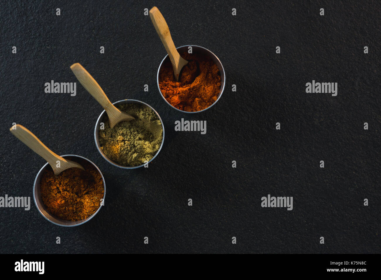 Overhead of various spices powder in bowl Stock Photo - Alamy