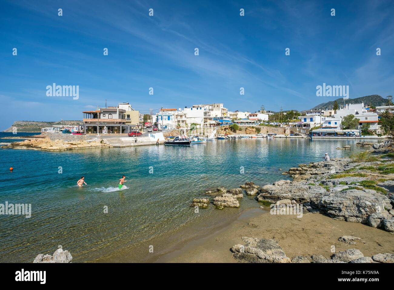 Greece, Eastern Crete, Lassithi district, little harbour of Sissi Stock ...