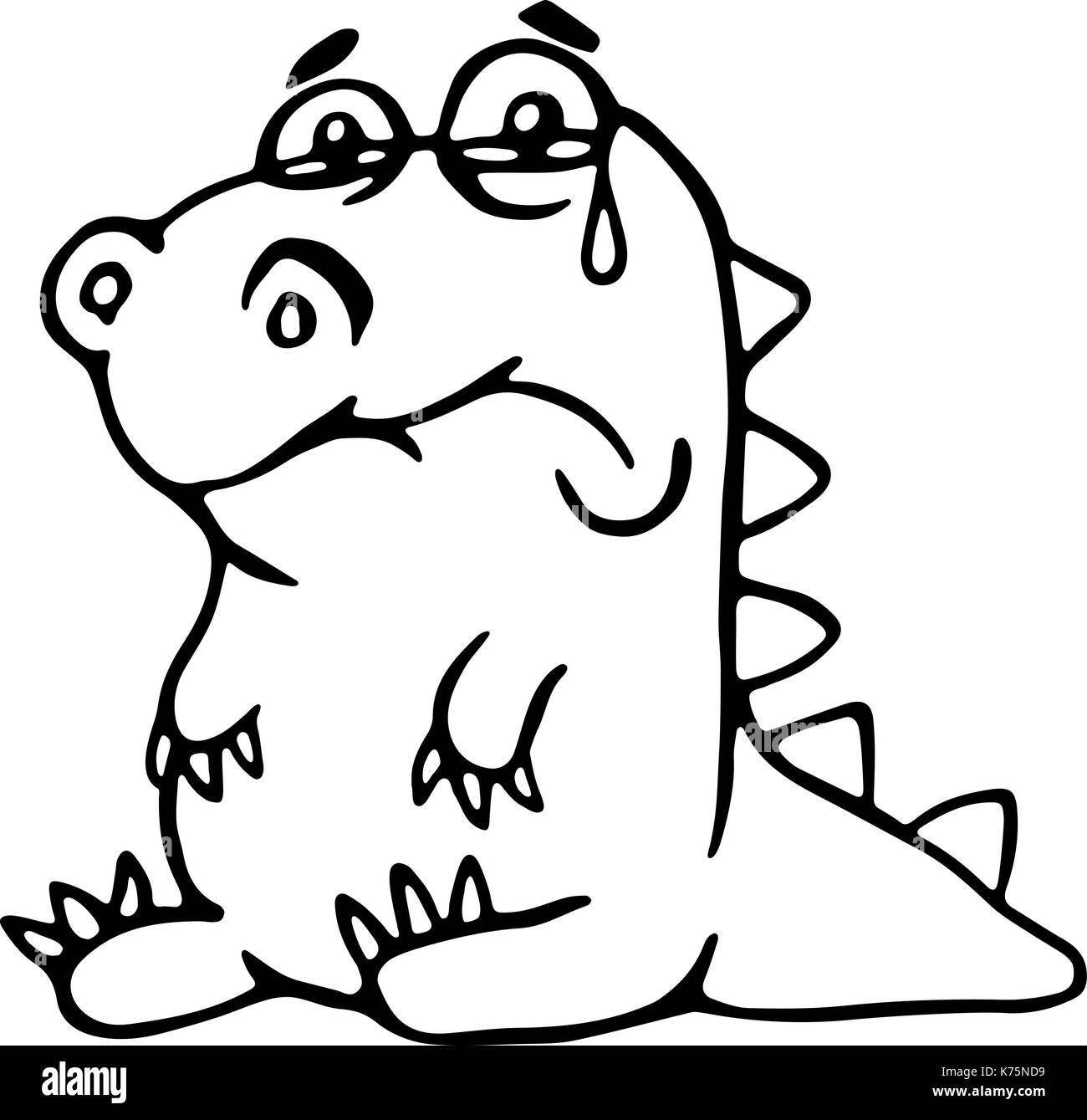 cute sad dragon. vector illustration. funny cartoon character Stock ...