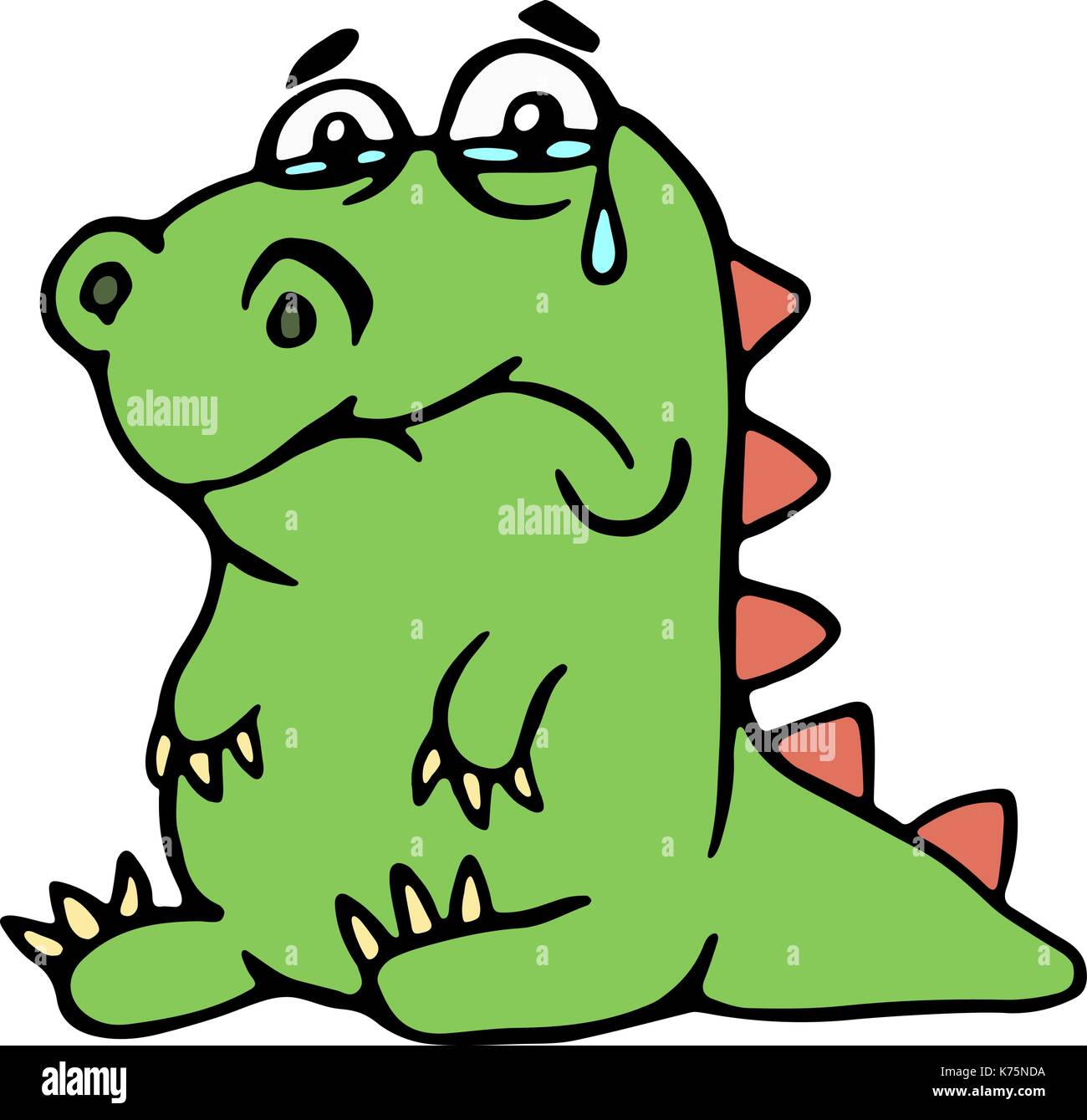 cute unhappy dinosaur. vector illustration. melancholy cartoon ...