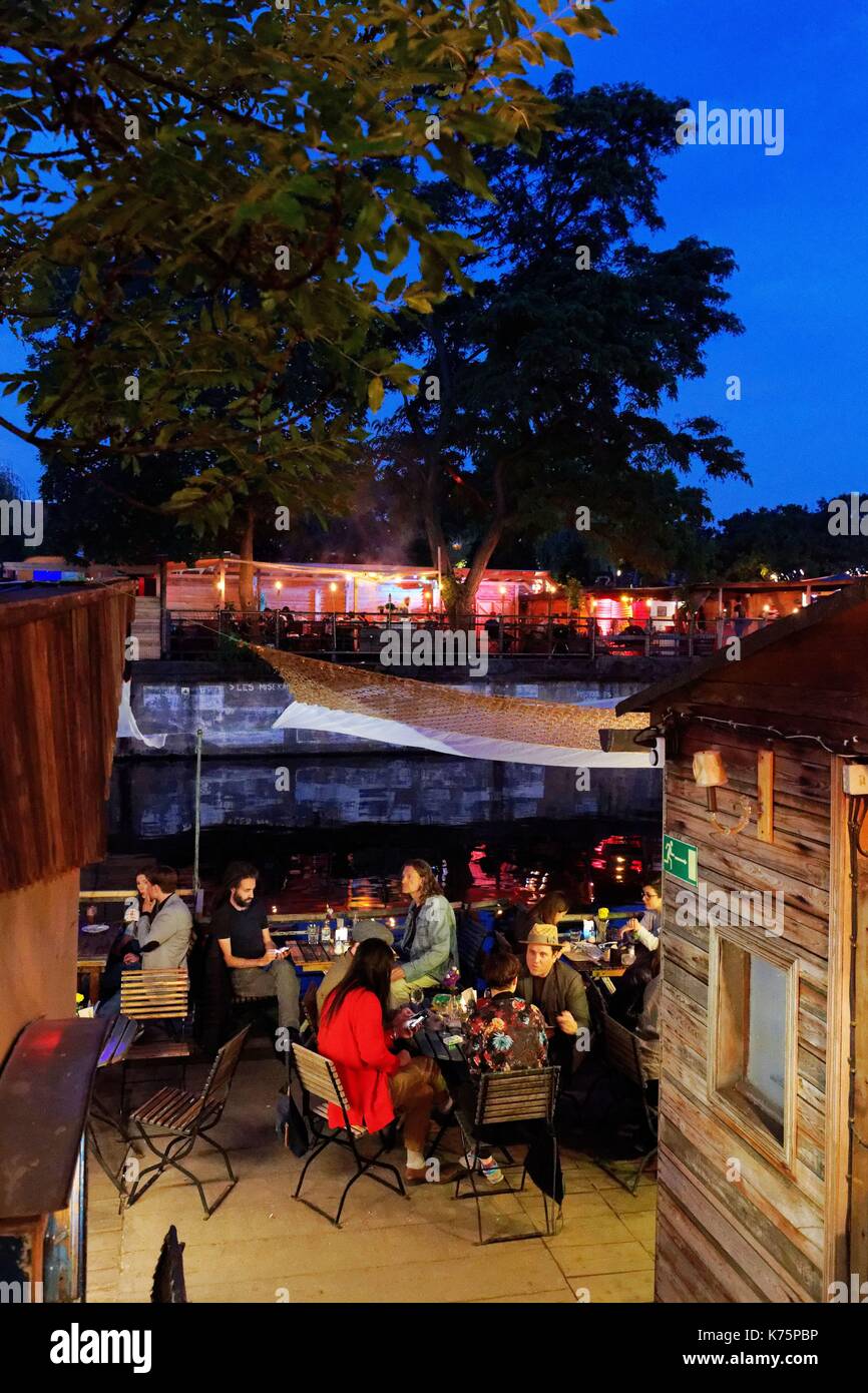 Germany, Berlin, Kreuzberg district, Cafe Bar terrace along the ...