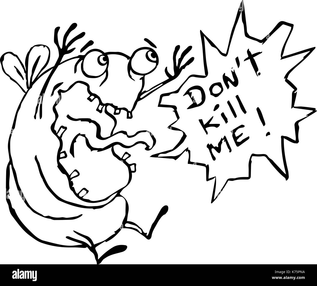 Fat cartoon fly screaming - don't kill me! Vector illustration. Digital ...