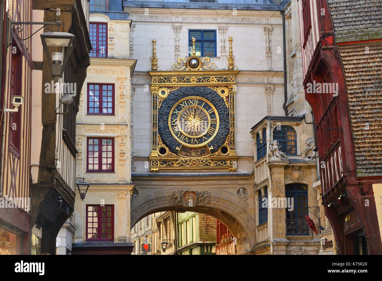 France, Seine Maritime, Rouen, the Gros Horloge is an astronomical ...