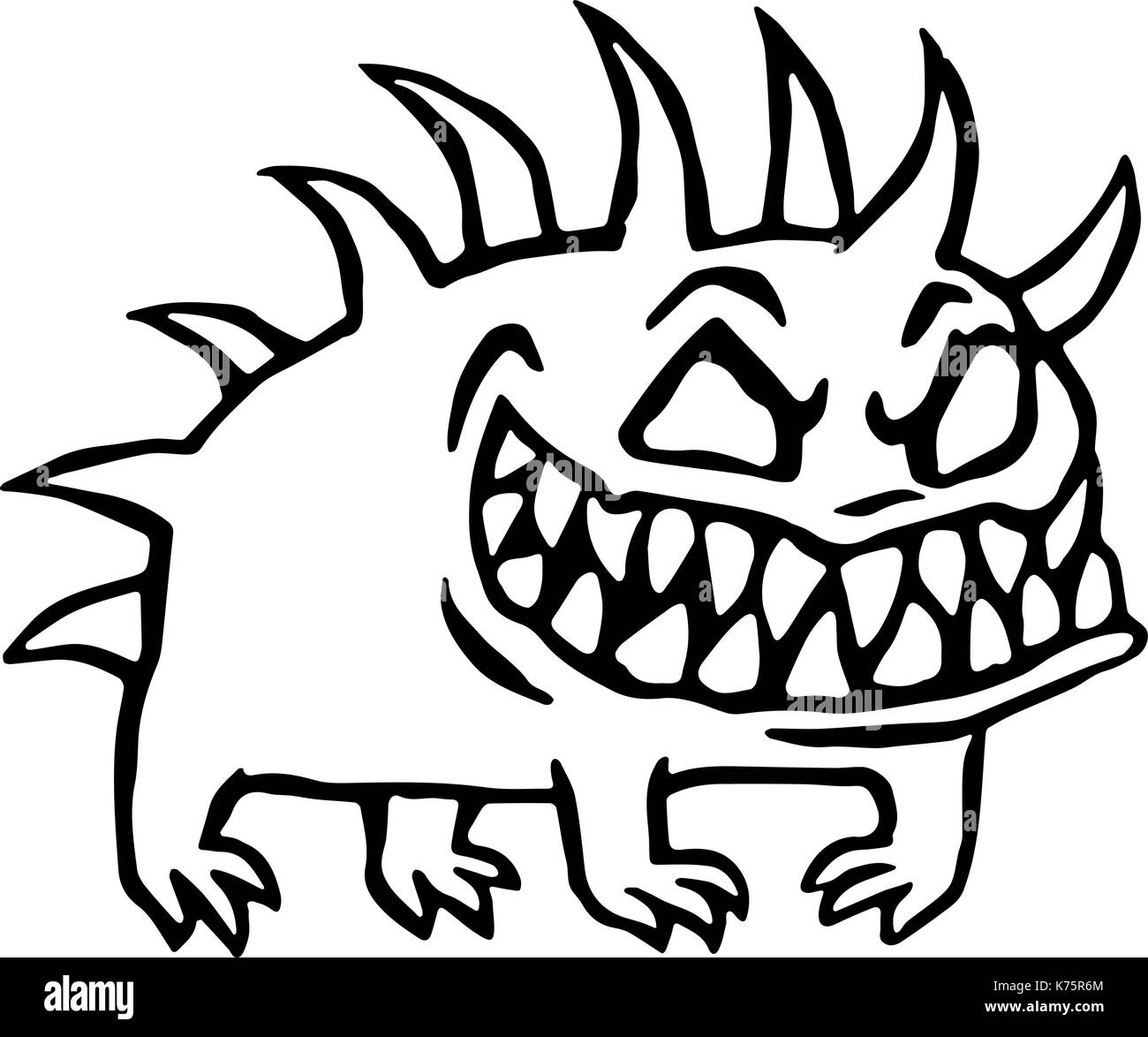 Small dog from hell. Cute monster growls. Vector illustration Stock ...