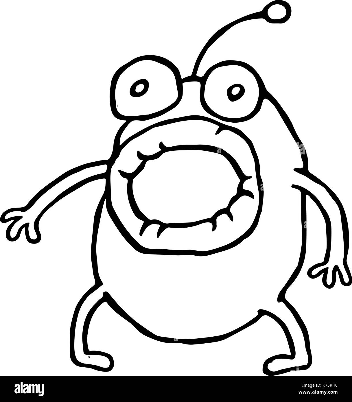 The astonished stranger opened his mouth. Fright and fear. Cute cartoon ...