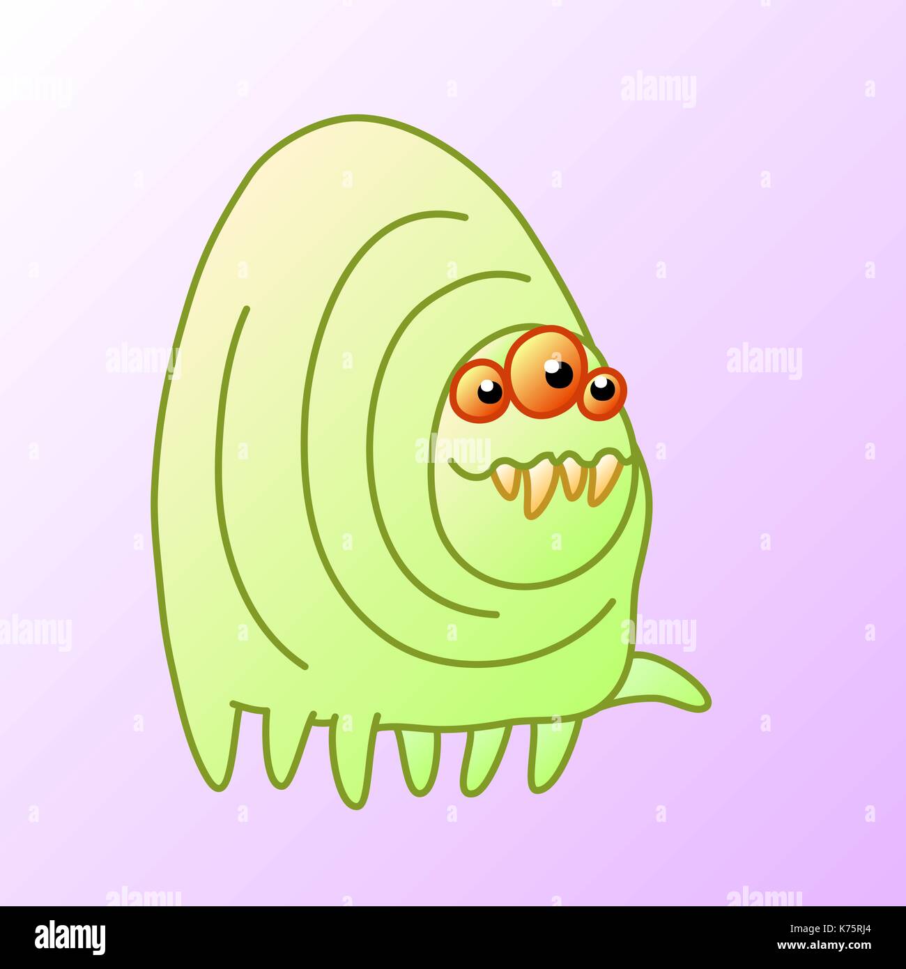 Cartoon toothy monster centipede smiles and goes. Vector illustration ...