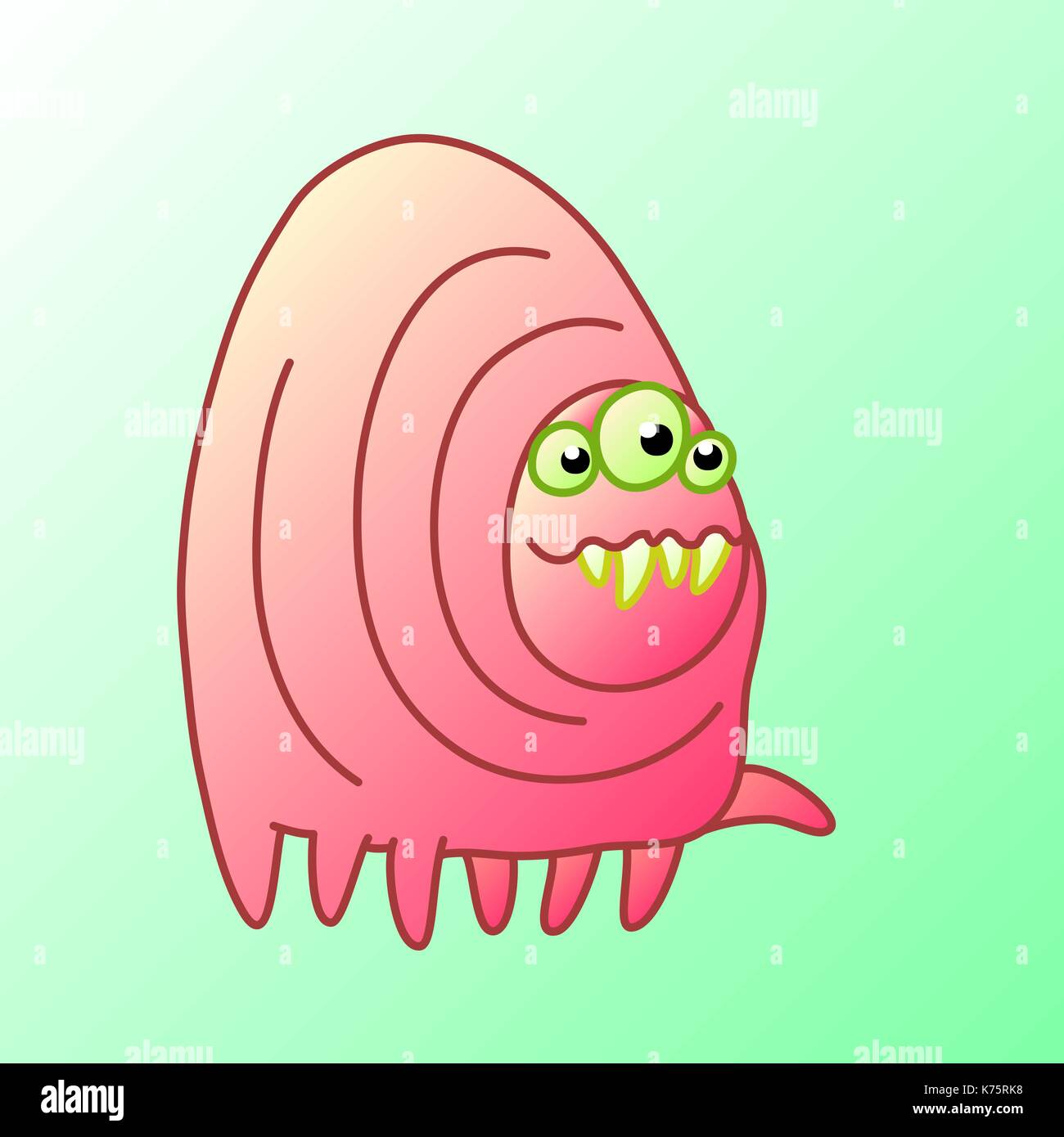 Cartoon cute monster centipede smiles and goes. Vector illustration ...