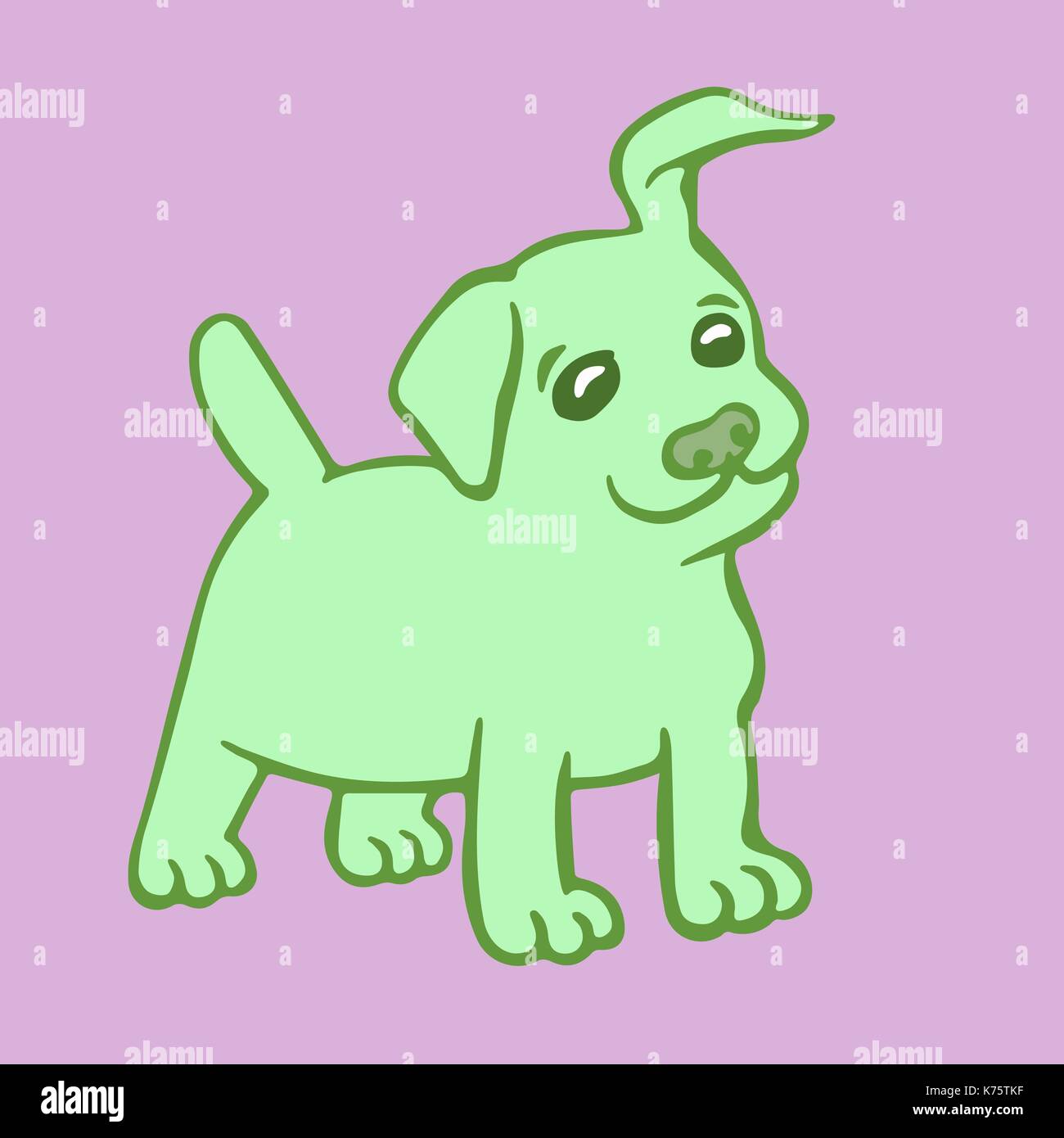 Cute green puppy dog. Vector illustration. Cartoon fur character ...