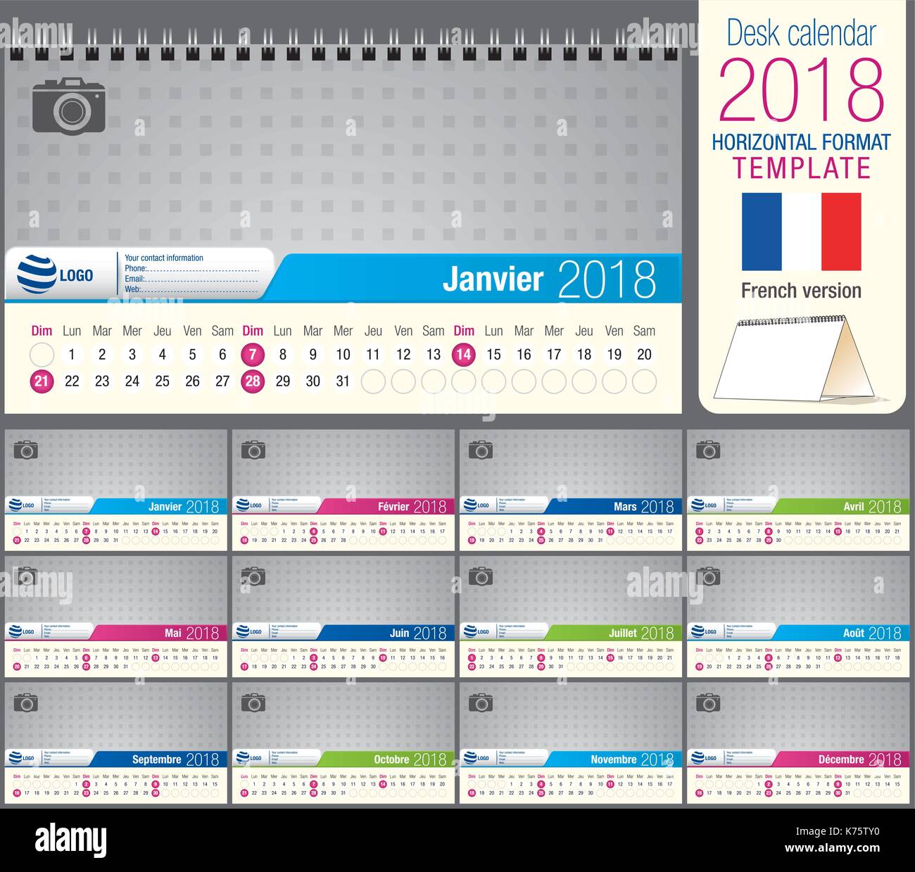 Useful desk triangle calendar 2018 template, ready for printing. Size ...