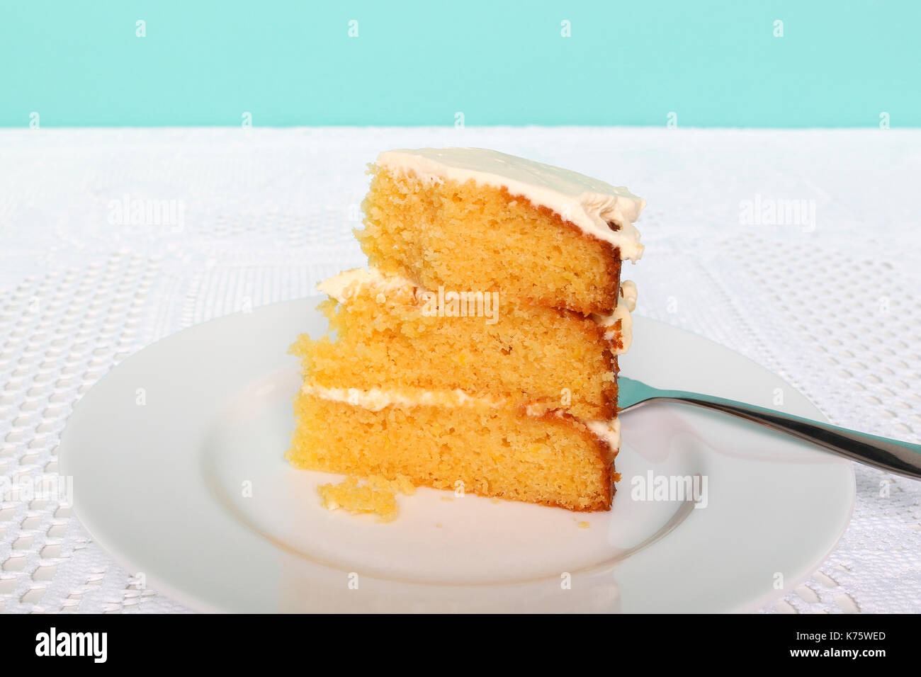 Sponge cake slice fork hi-res stock photography and images - Alamy