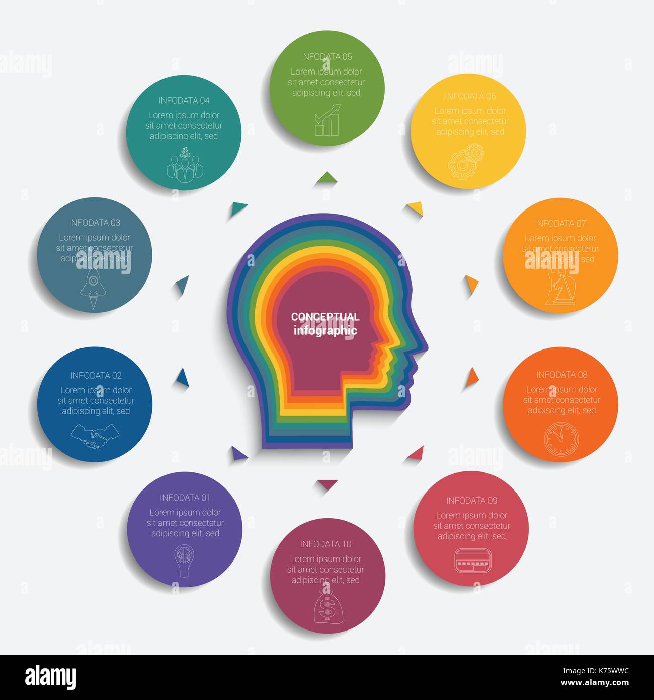 Circles with the text around the head of person, template for ...