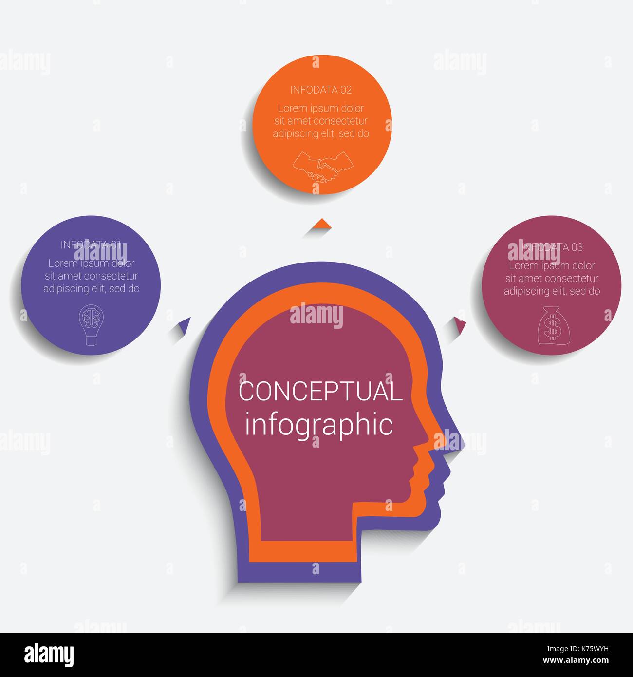 Circles with the text around the head of person, template for ...