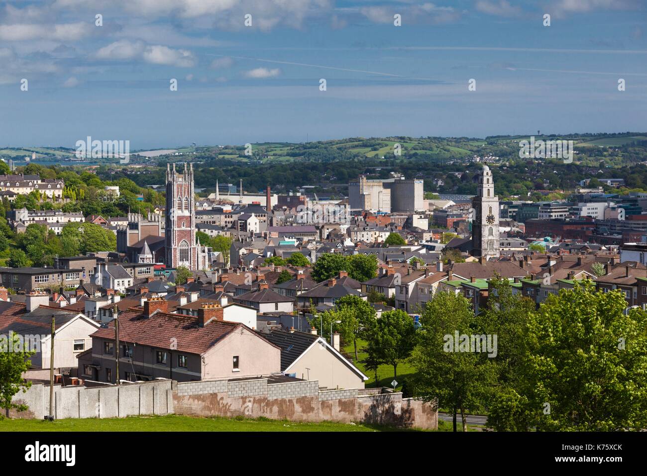 Ireland, County Cork, Cork City, elevated city view from the west Stock ...