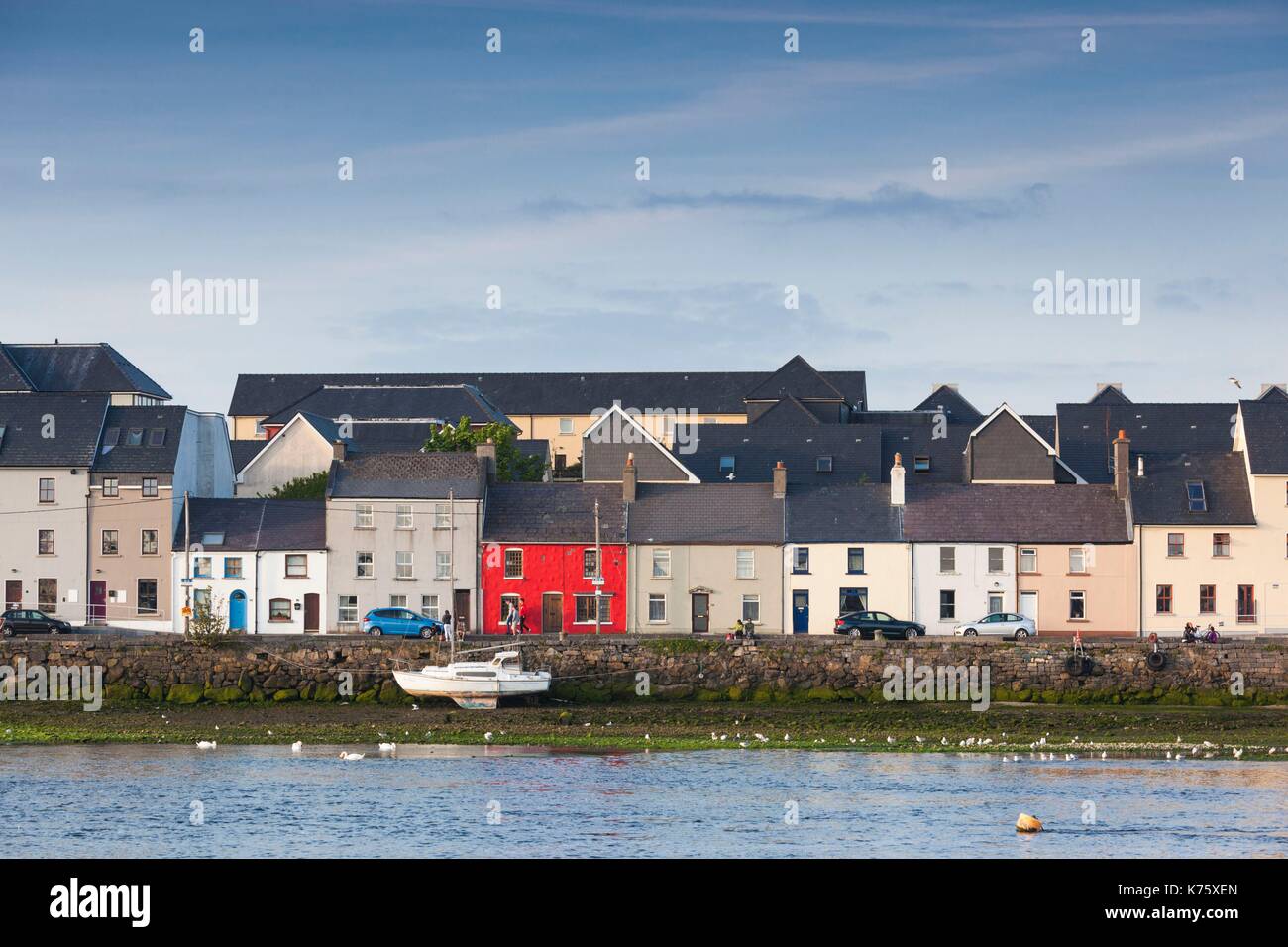 Ireland, County Galway, Galway City, port buidlings of The Claddagh ...
