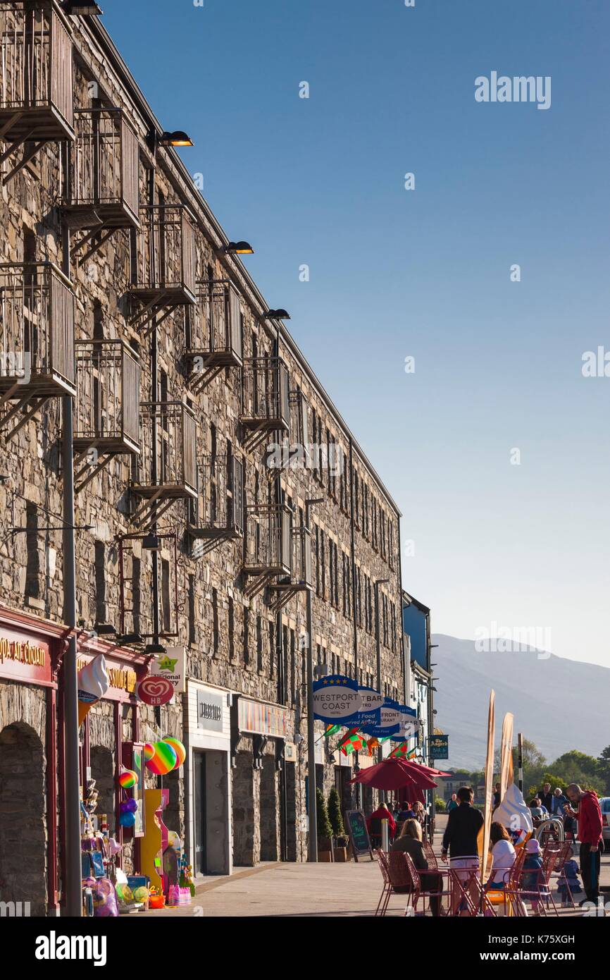Ireland, County Mayo, Westport Quay, harborfront buildings Stock Photo ...