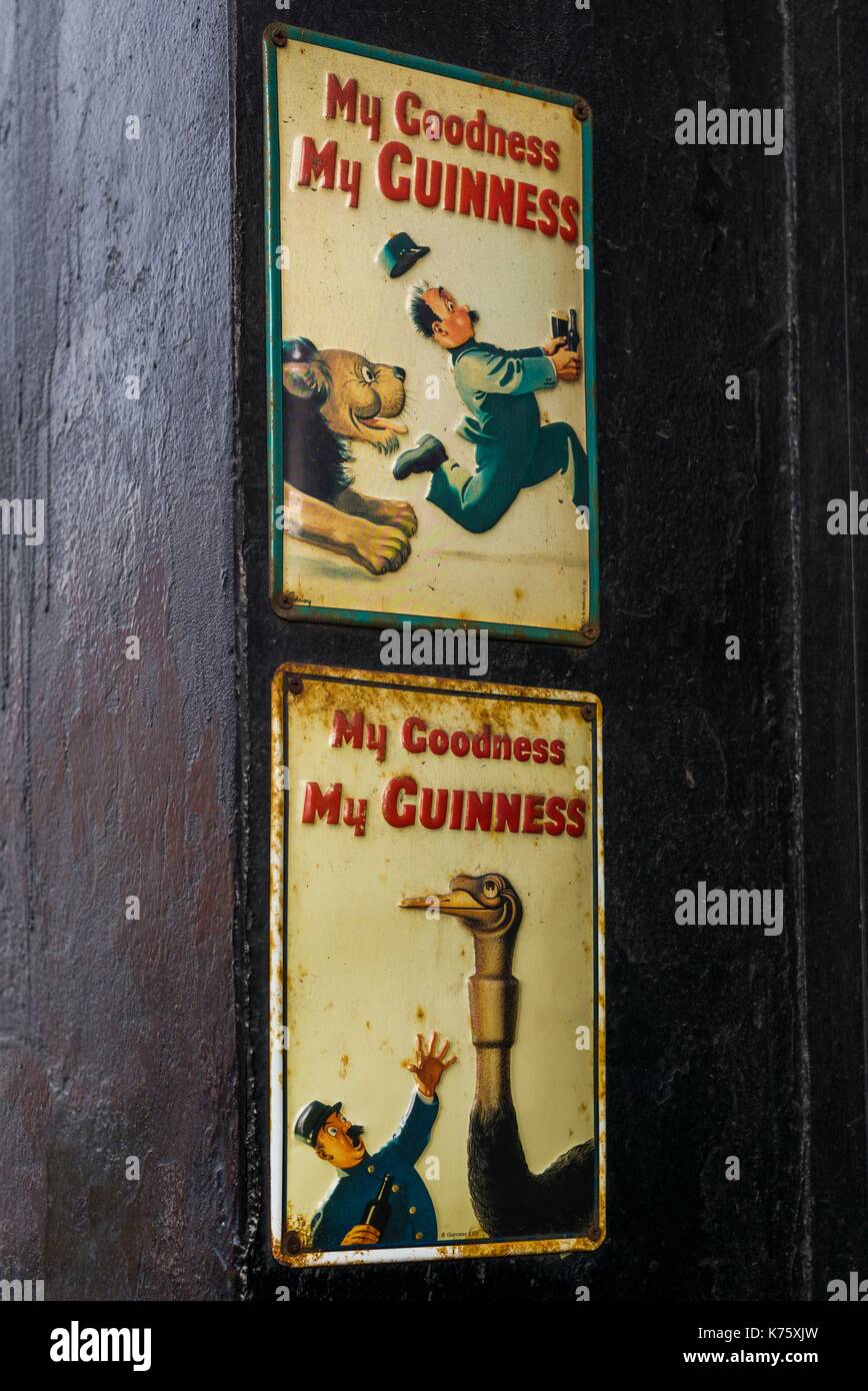 Ireland, Dublin, antique Guinness beer advertising signs Stock Photo ...