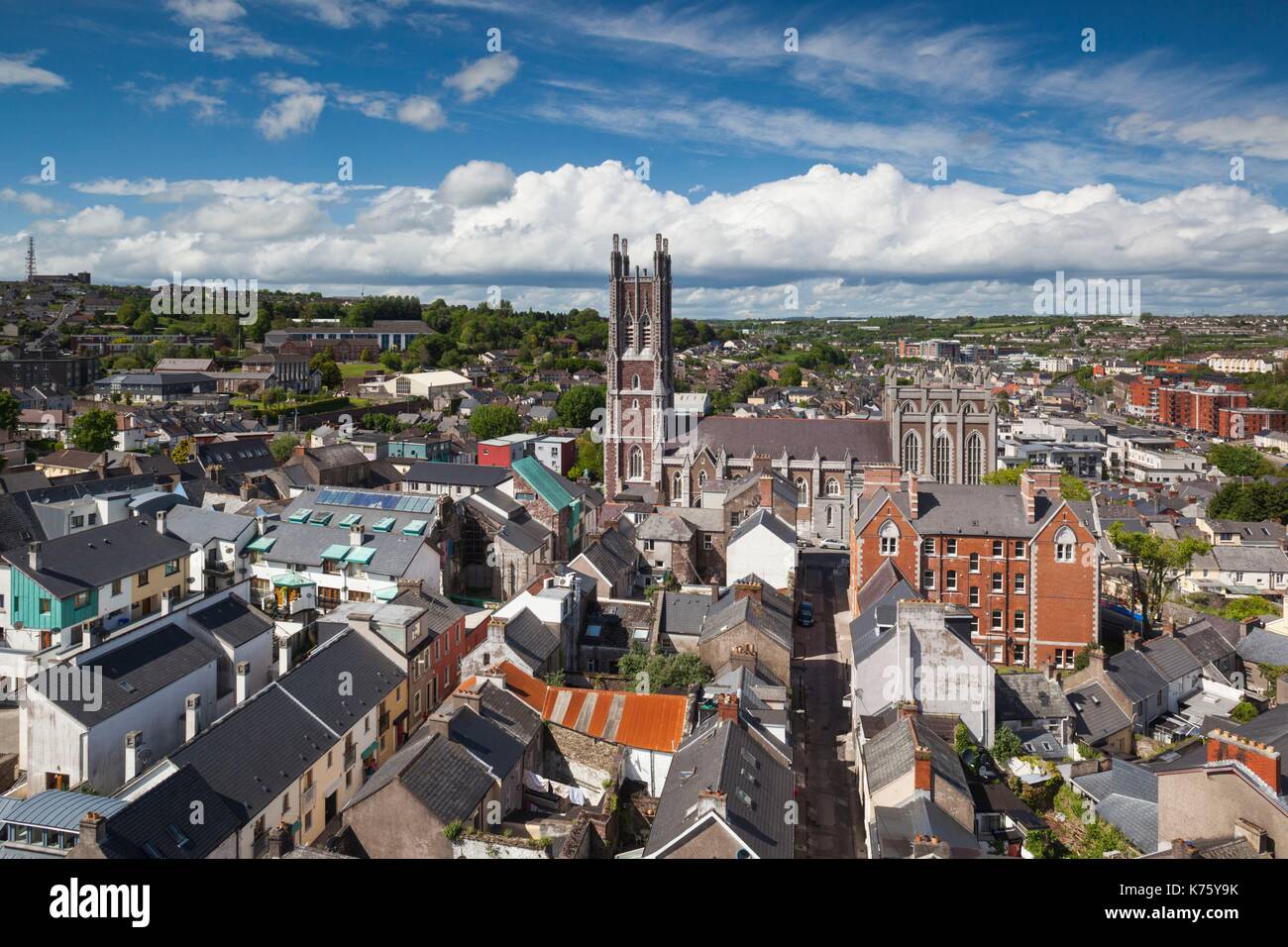 Ireland, County Cork, Cork City, elevated city view and St. Mary's ...