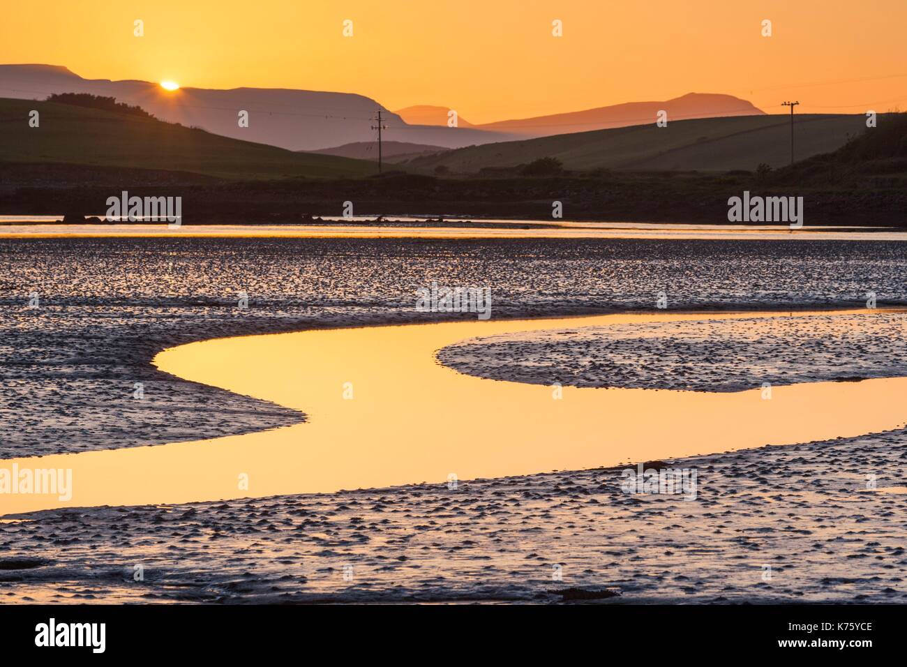 Ireland, County Mayo, Westport Quay, harbor seascape, dusk Stock Photo ...