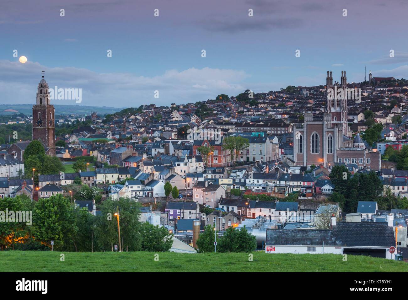 Ireland, County Cork, Cork City, elevated city view with St. Anne's ...