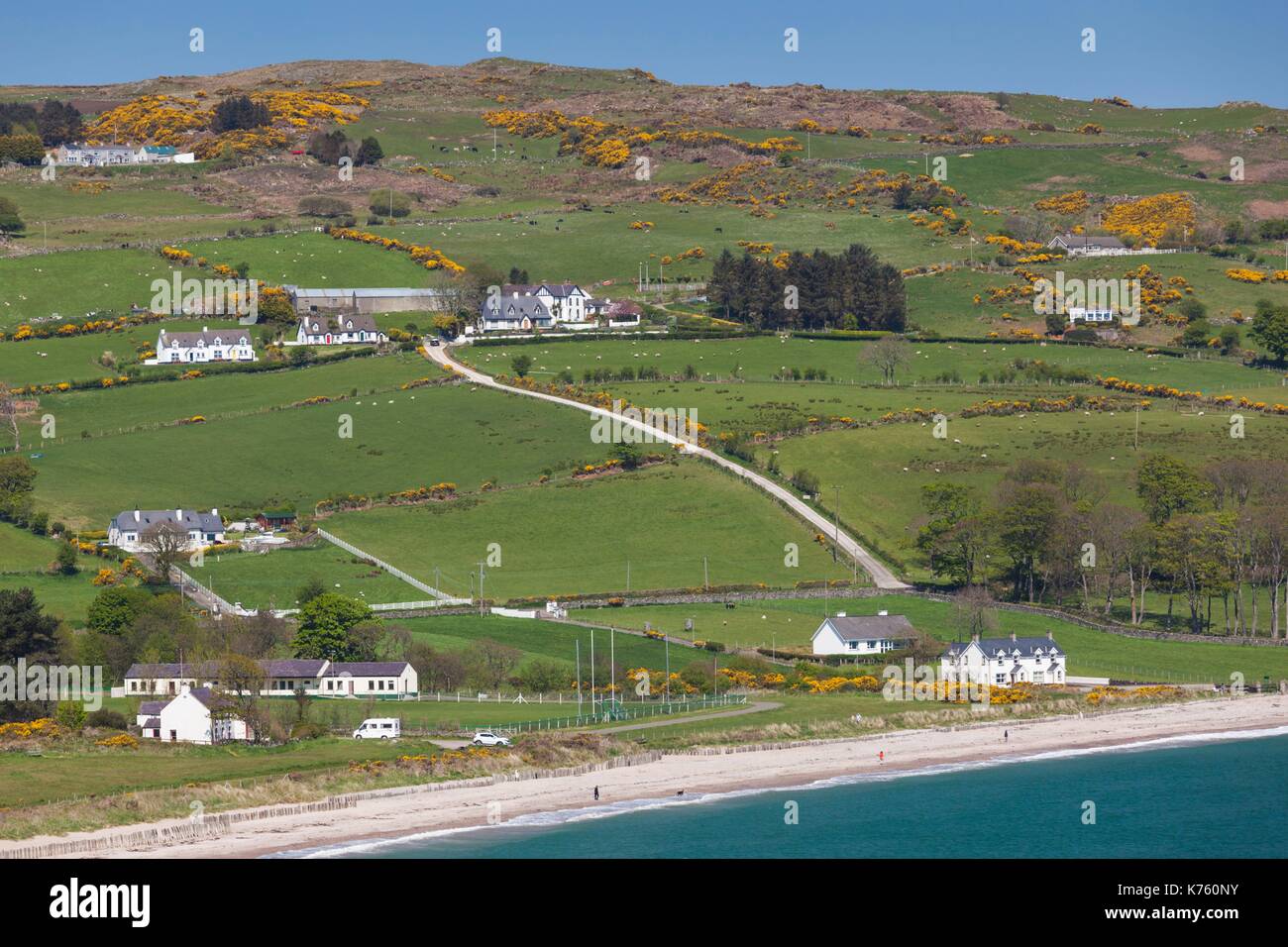 United Kingdom, Northern Ireland, County Antrim, Cushendun, elevated coastal view Stock Photo ...
