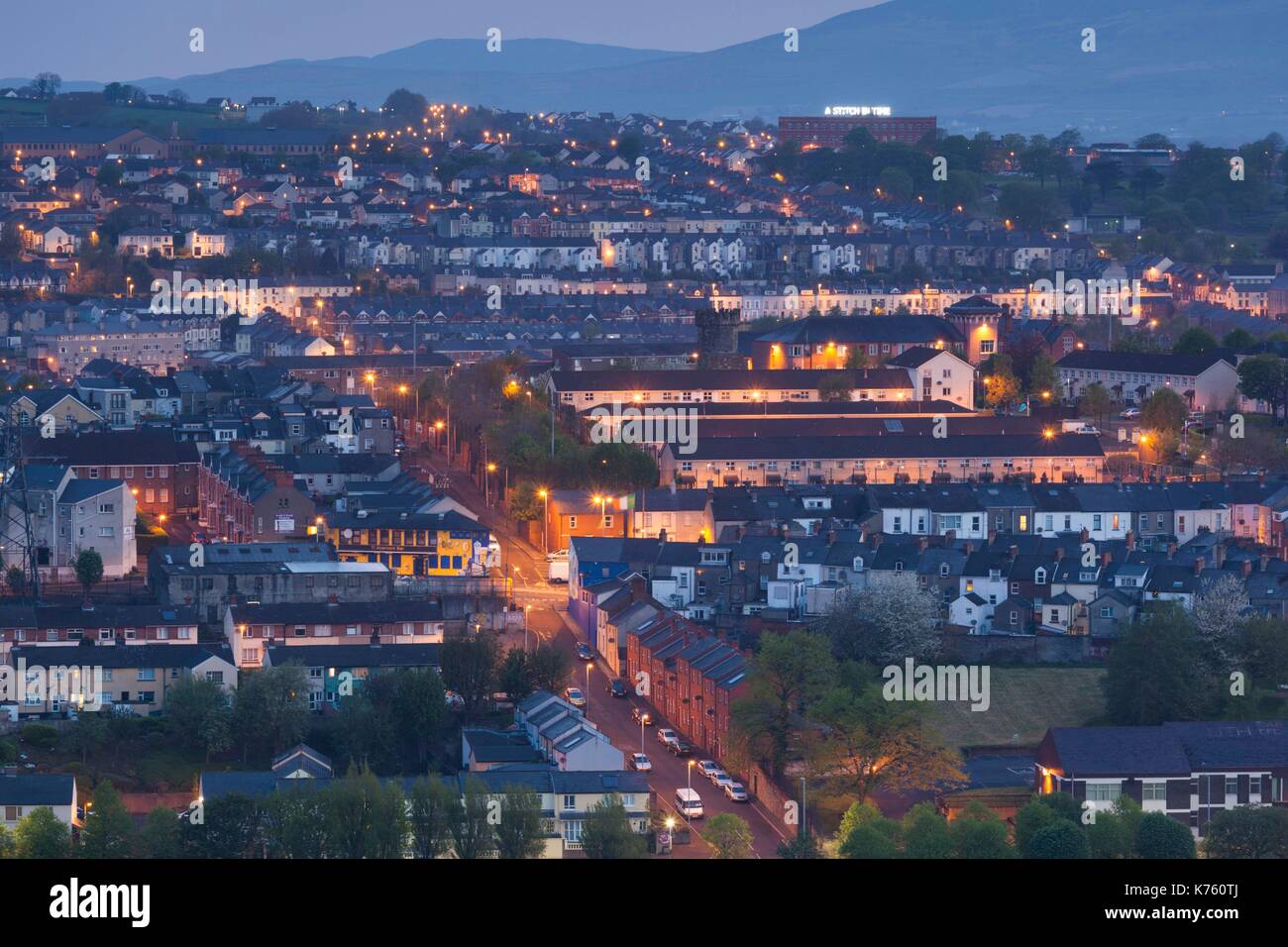 United Kingdom, Northern Ireland, County Londonderry, Derry, elevated ...