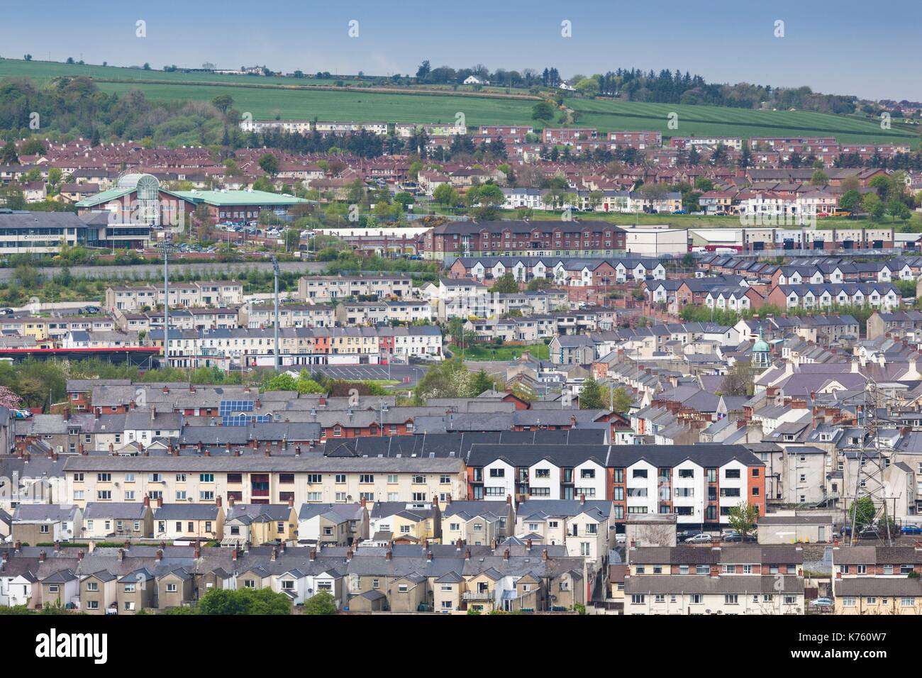 United Kingdom, Northern Ireland, County Londonderry, Derry, elevated ...